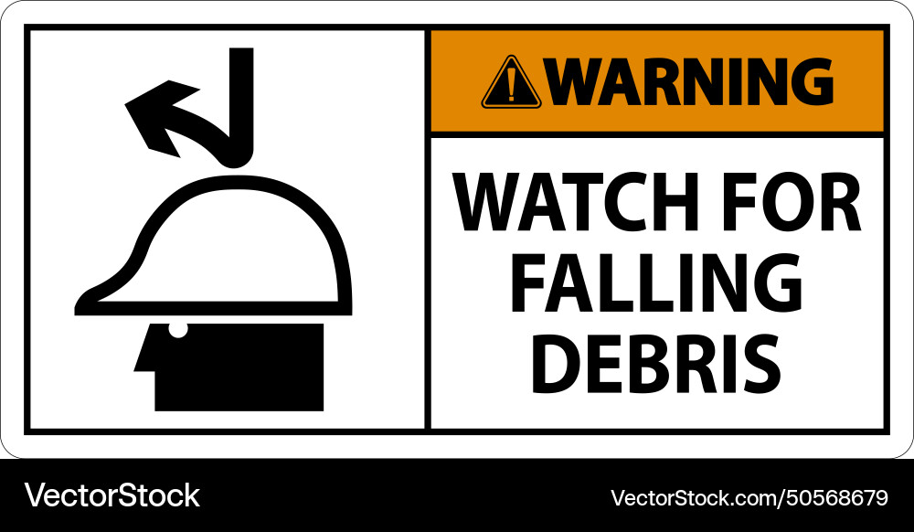Warning sign watch for falling debris Royalty Free Vector