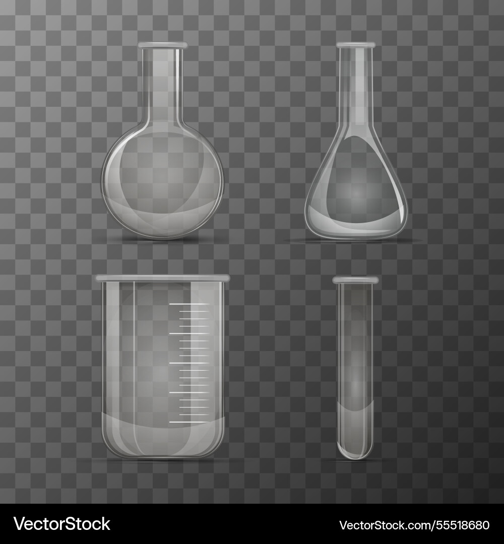Different transparent vials and flasks for Vector Image