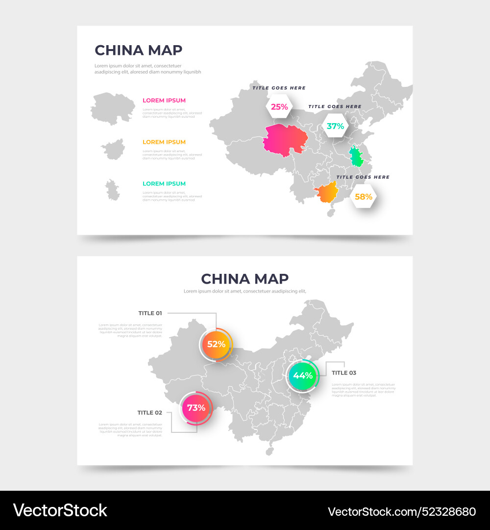 Gradient china map infographic Royalty Free Vector Image