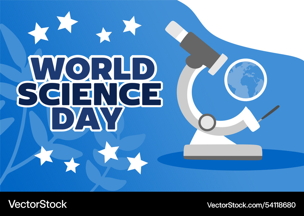 Happy national science day with a microscope Vector Image