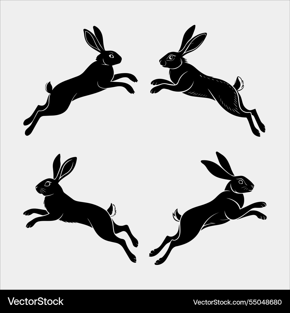 Rabbit in mid-hop silhouette Royalty Free Vector Image
