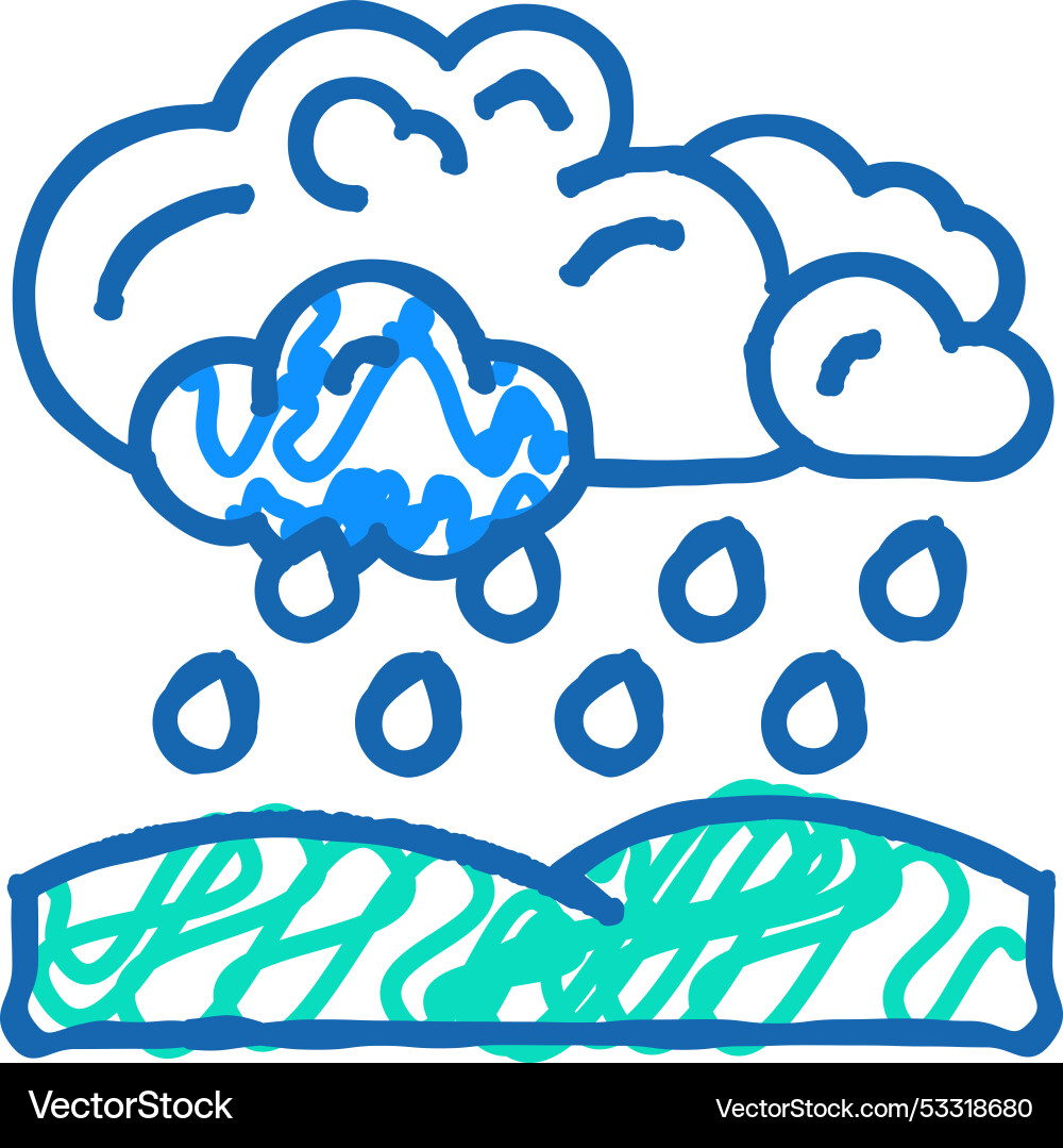 Rainy weather icon doodle Royalty Free Vector Image