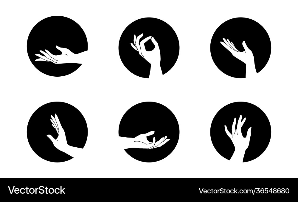 Set female hand logos in minimal linear style – Royalty-Free Vector ...