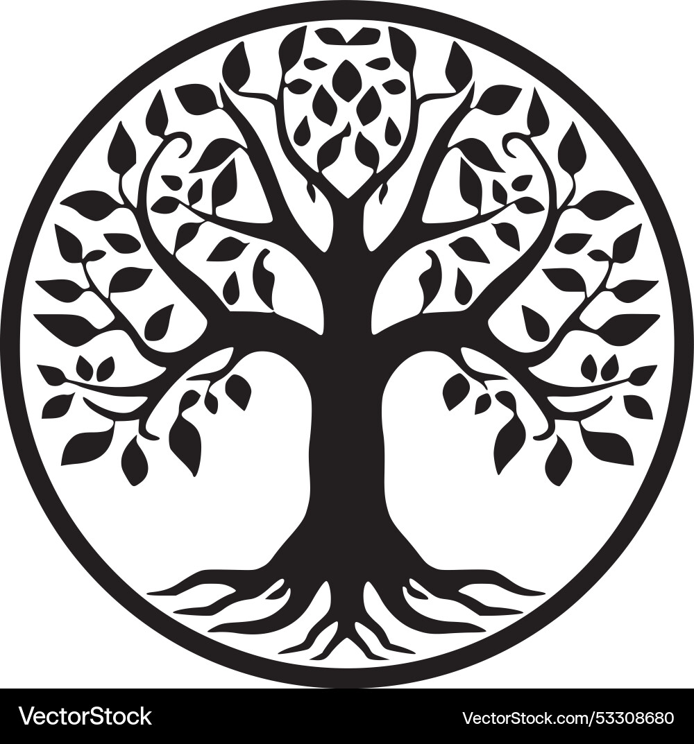 Tree of life - black and white Royalty Free Vector Image