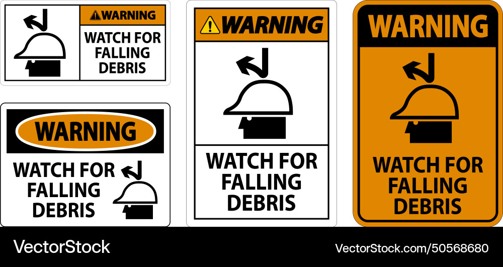 Warning sign watch for falling debris Royalty Free Vector