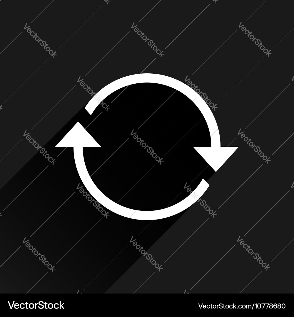 White arrow icon rotation sign on black background