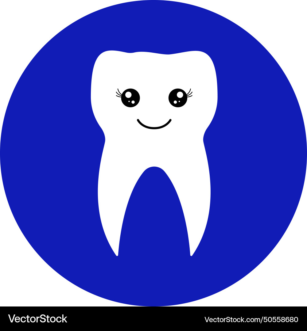 White tooth icon with smiling Royalty Free Vector Image
