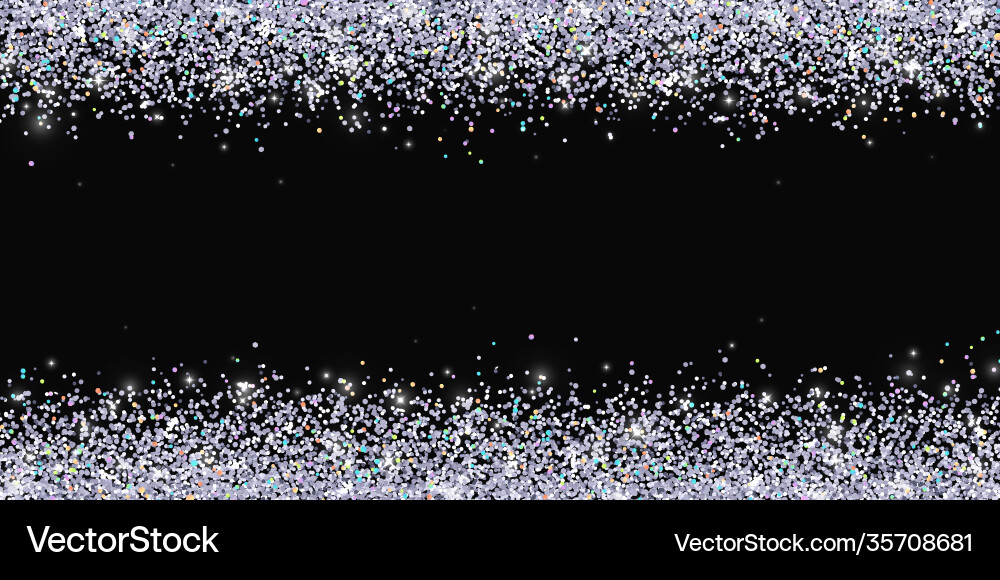 Border silver glitter with multi-colored Vector Image