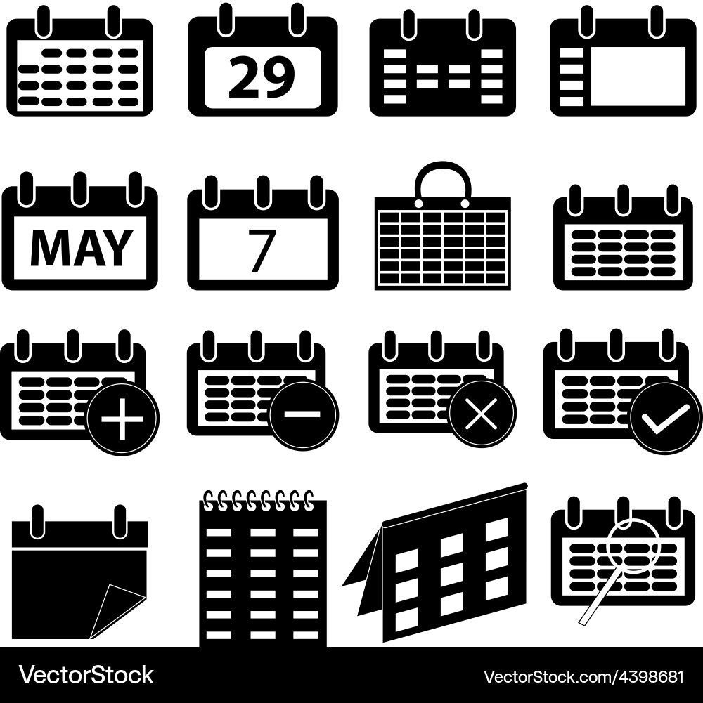 Calendar icons set Royalty Free Vector Image - VectorStock