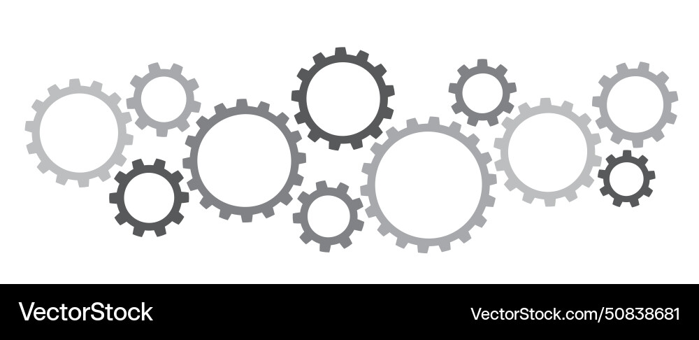 Connected cogs gears business gear wheel isolated Vector Image