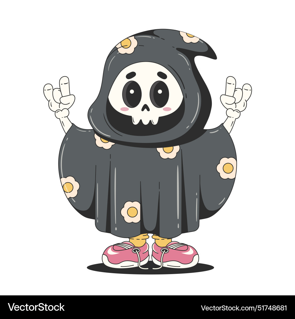 Cute death cartoon character halloween Royalty Free Vector