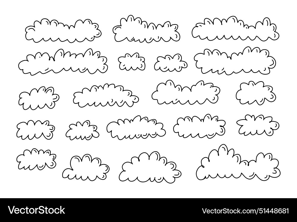 Doodle line cloud hand drawn in the sky Royalty Free Vector