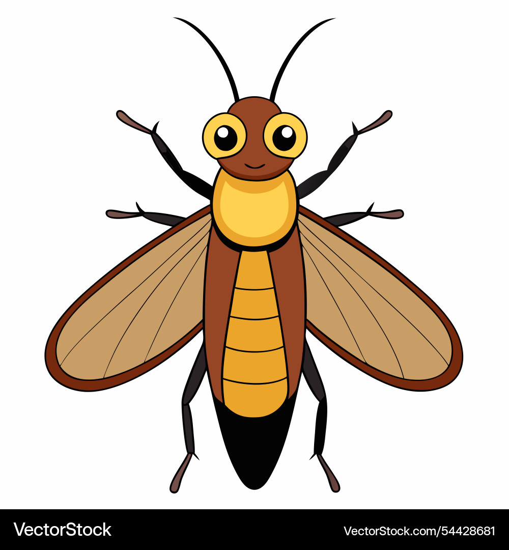 Firefly insect flat on white background Royalty Free Vector