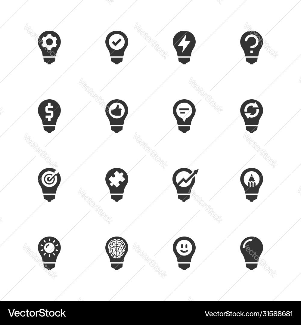 Light bulb concept icons in glyph style Royalty Free Vector