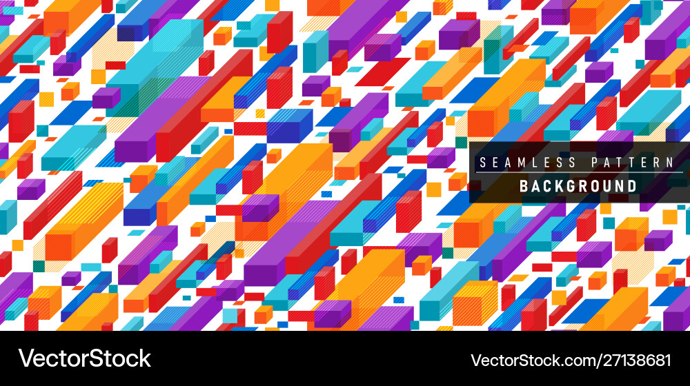 Modern flat isometric block shape seamless Vector Image