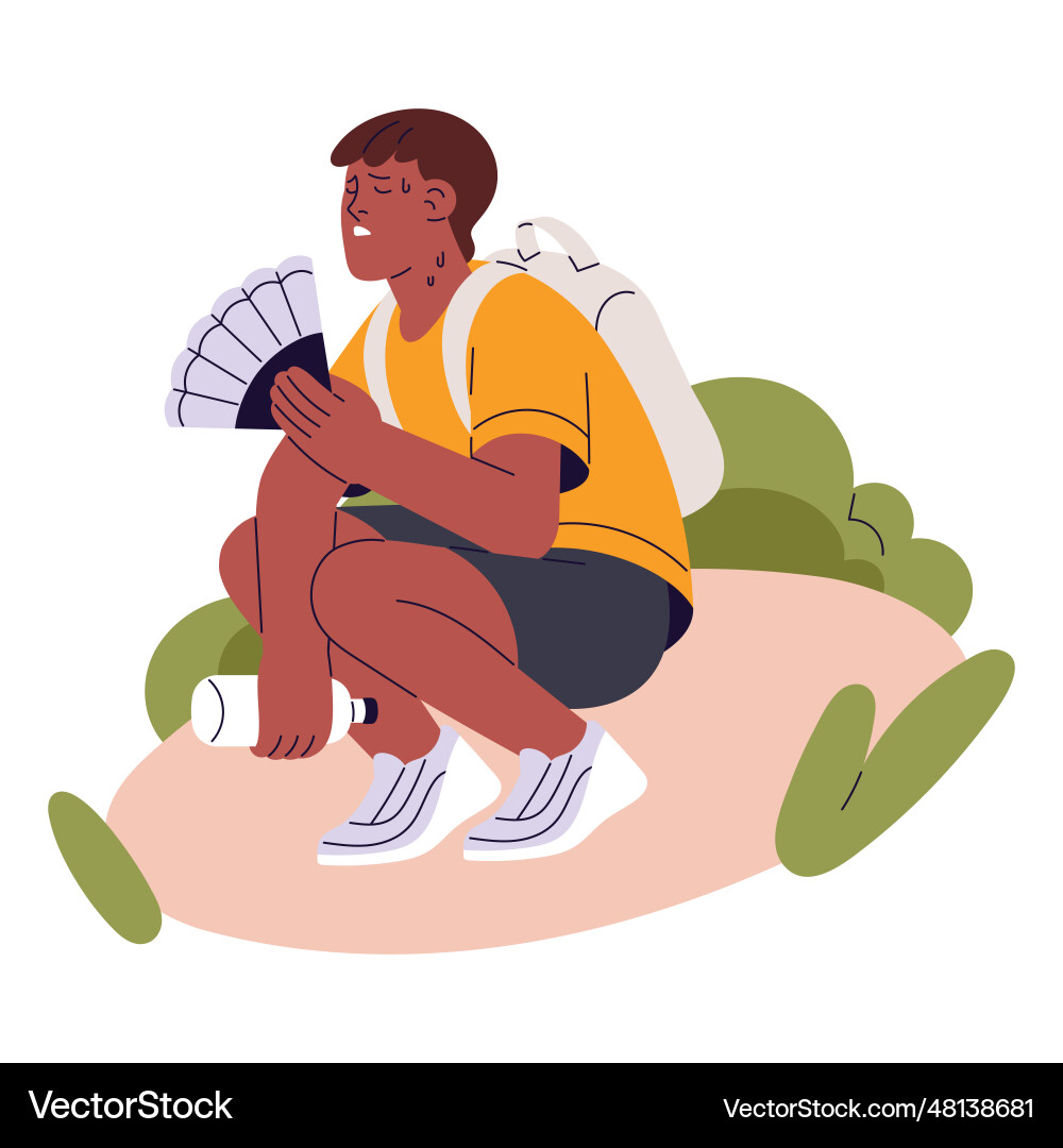 Person sweating feeling unwell heatstroke Vector Image