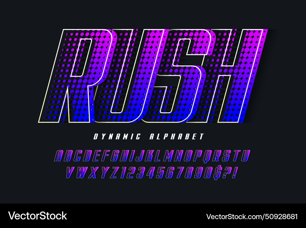 Racing alphabet design dynamic typeface letters Vector Image