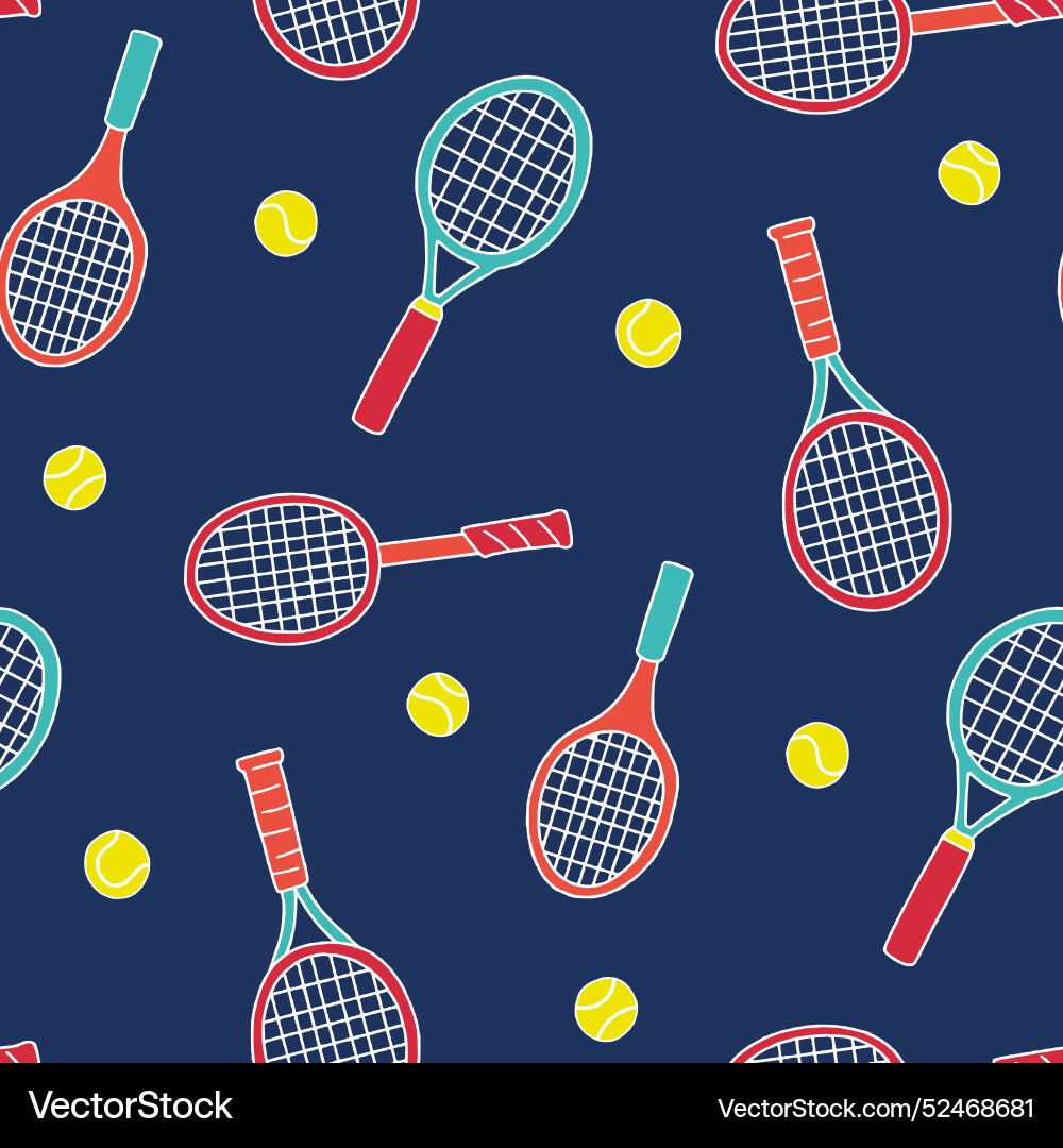 Racket tennis ball seamless pattern design Vector Image