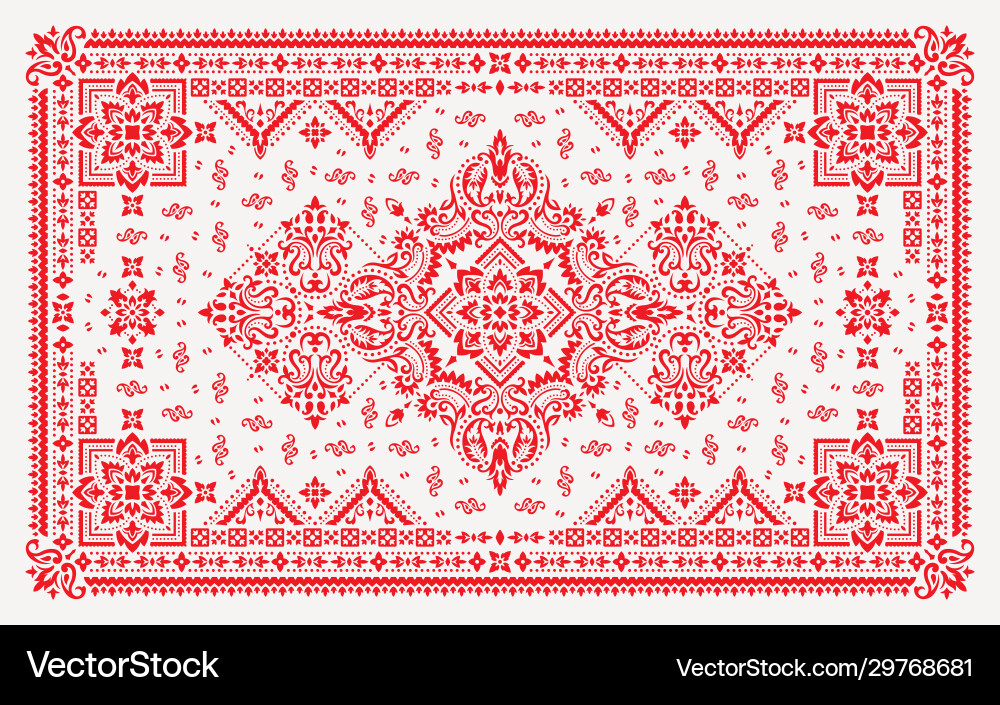 Rectangular bandana print design for rug carpet Vector Image