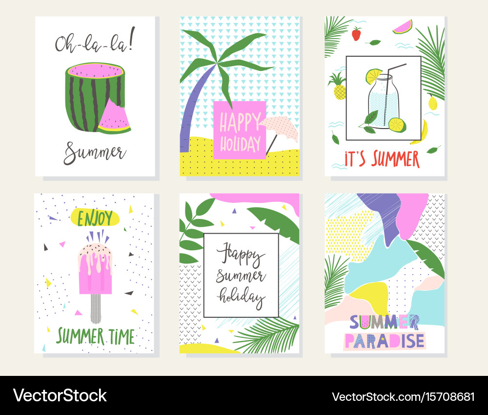 Set of summer cards Royalty Free Vector Image - VectorStock