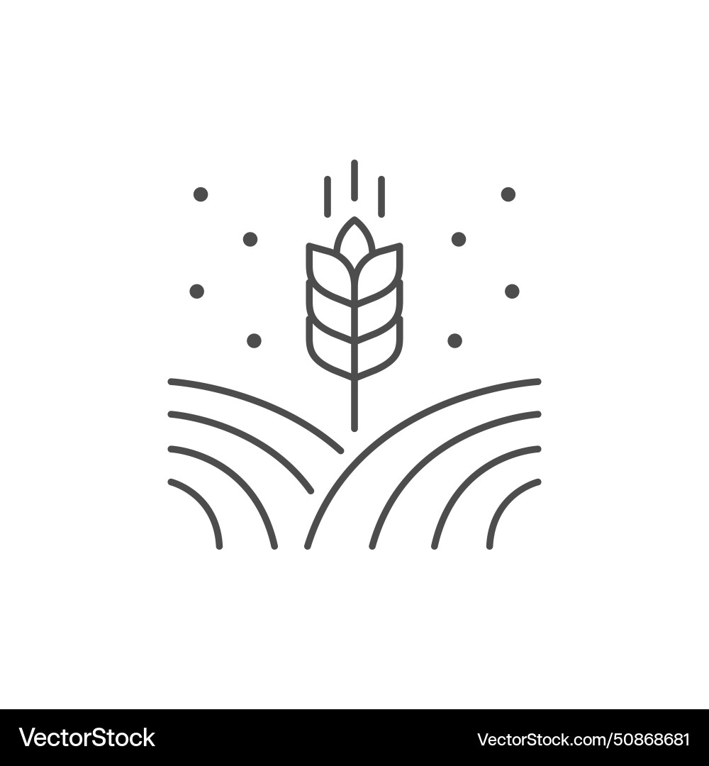 Wheat field line outline icon Royalty Free Vector Image