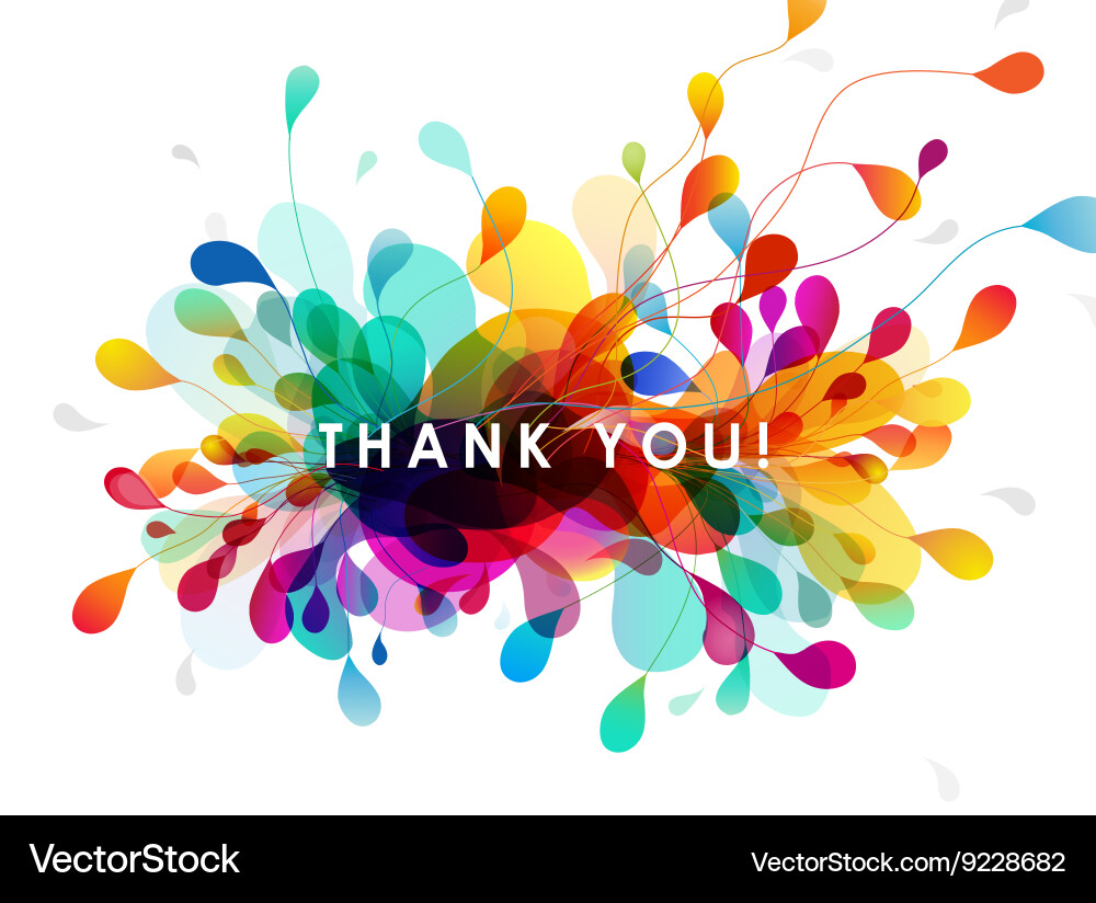 Abstract colored background with leafs and thank Vector Image