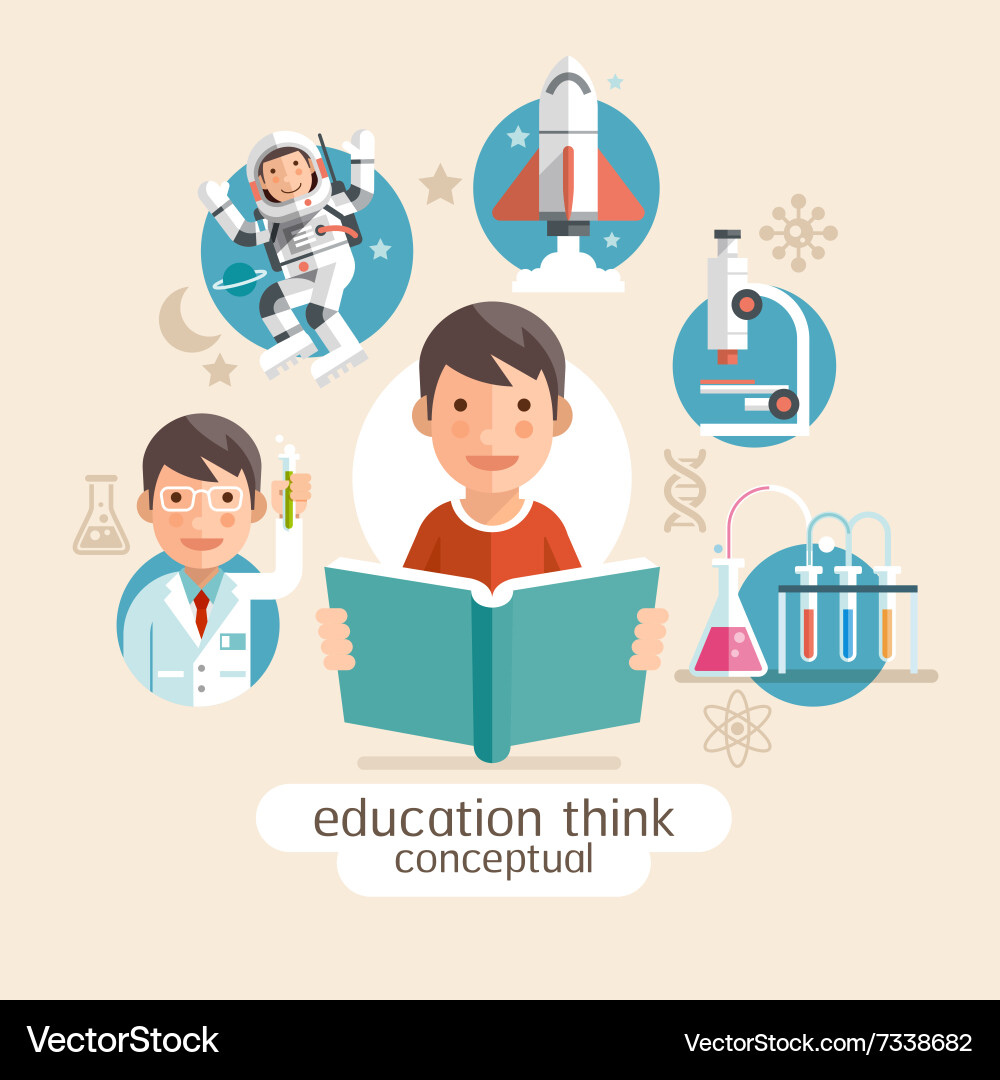 Education thinking concept children holding books Vector Image