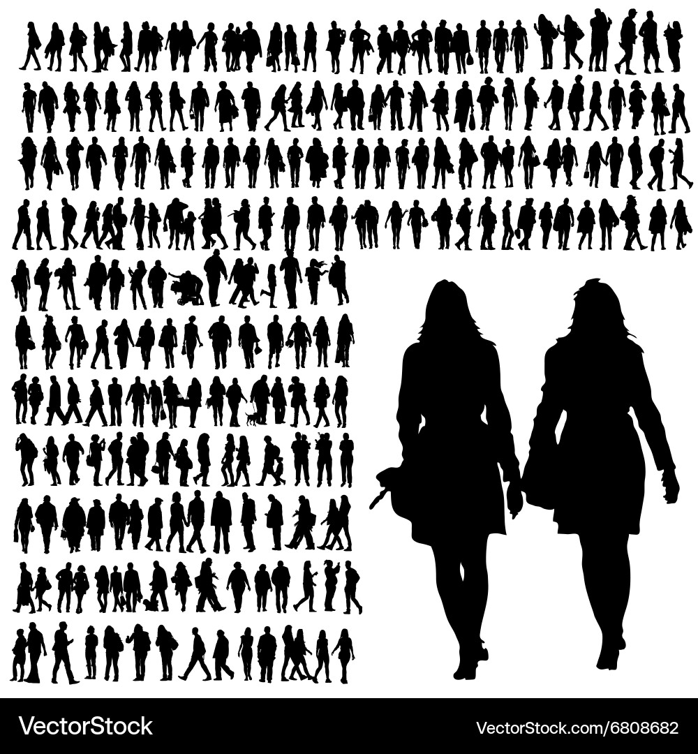 Leute gehen Silhouette schwarz Royal Free Vector Bild