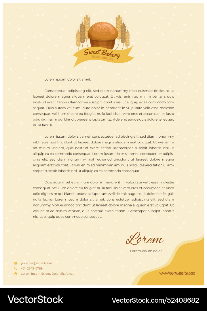 Minimal bakery shop letterhead template Royalty Free Vector