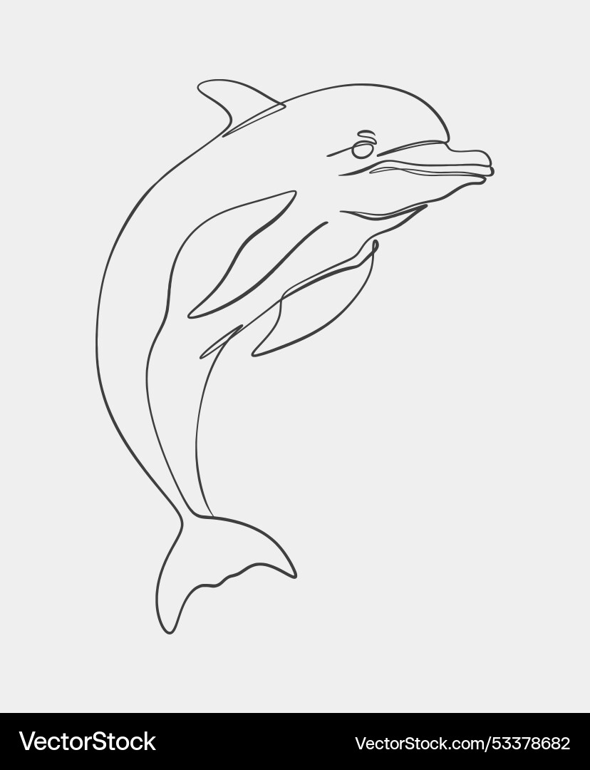 Minimalist dolphin line art Royalty Free Vector Image