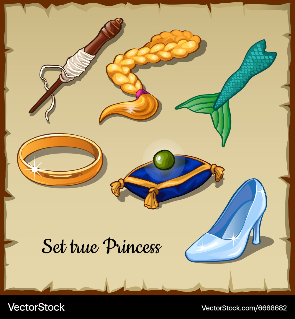 Princess Items Collection Royalty Free Vector Image