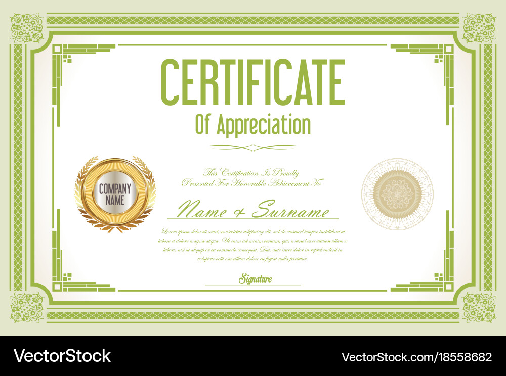 Retro Certificate Template Royalty Free Vector Image