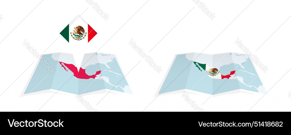 Two versions of an mexico folded map one with a Vector Image
