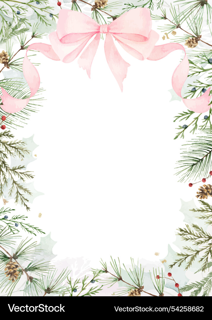 Watercolor Pink Bow Frame Royalty Free Vector Image
