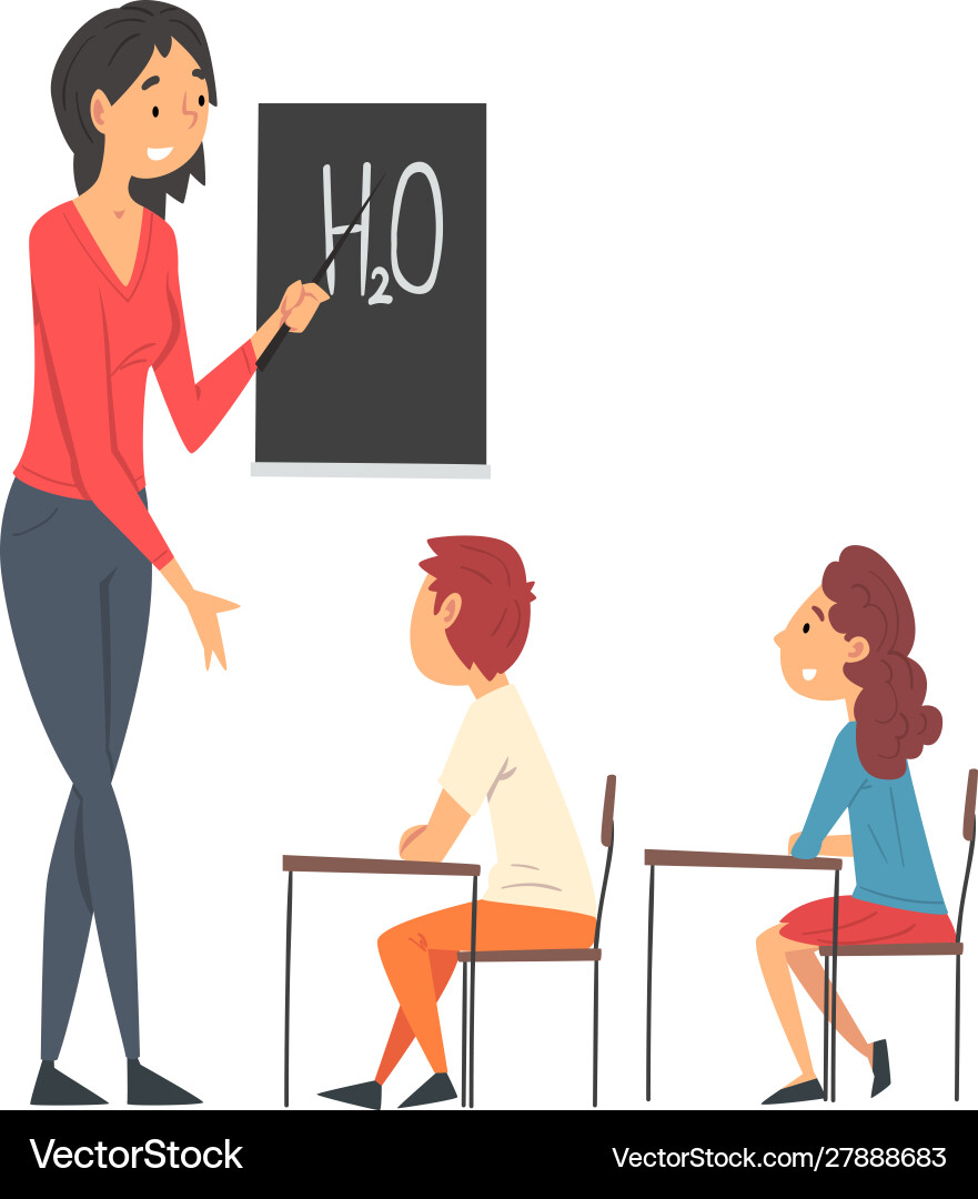 Female Teacher Chemistry Lesson Royalty Free Vector Image