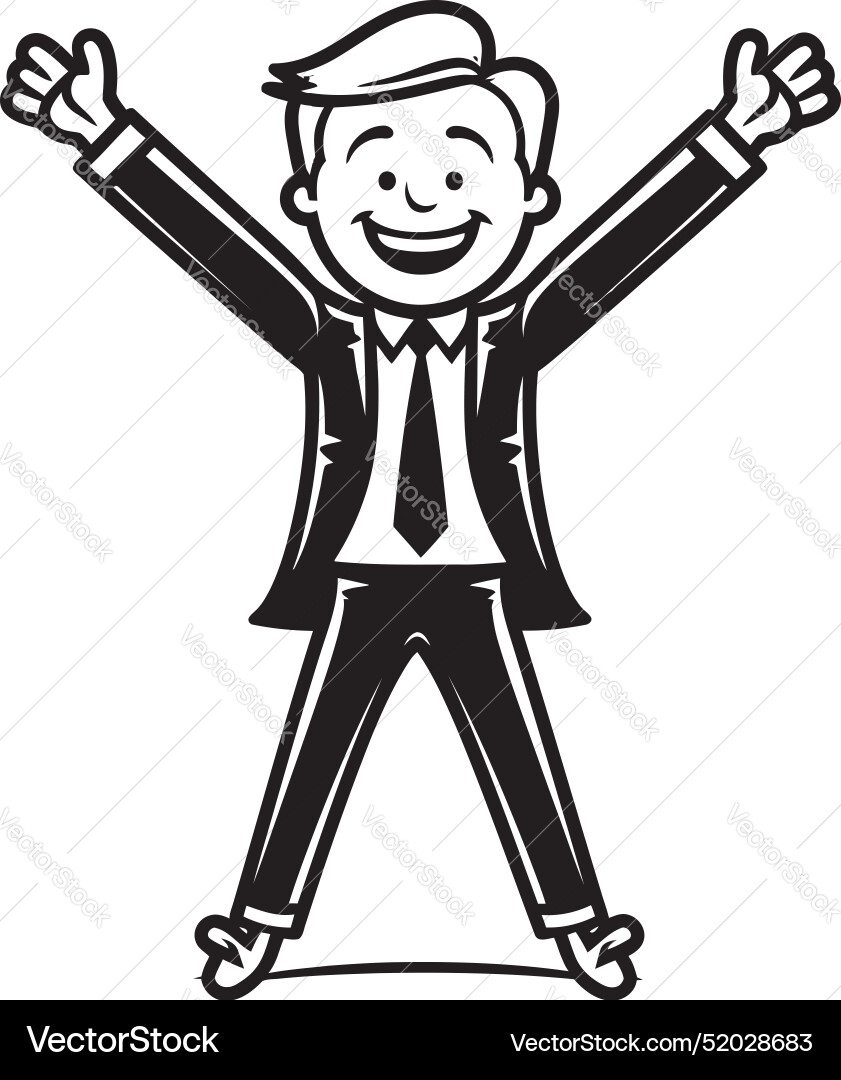 Jovial business founder black logo featuring Vector Image
