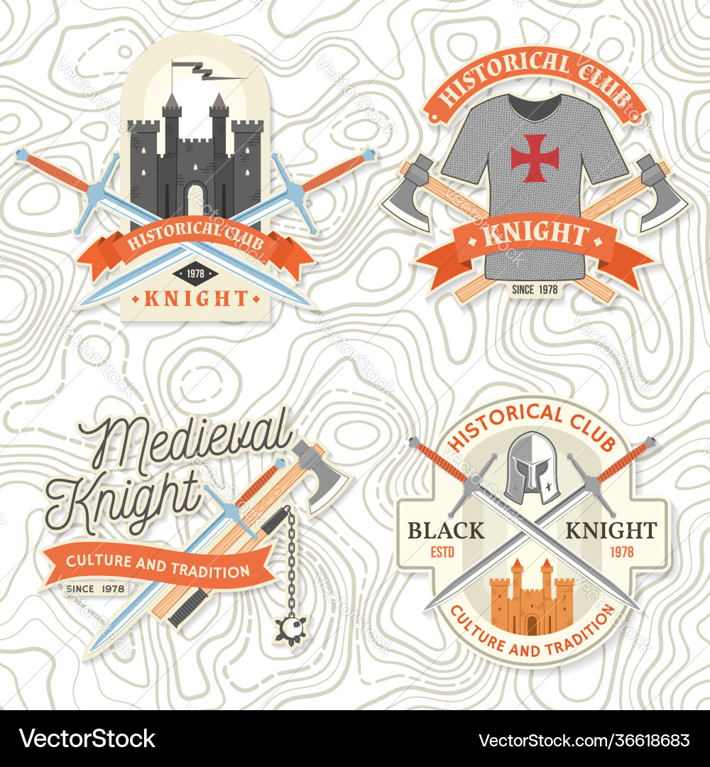 Knight historical club badge design Royalty Free Vector
