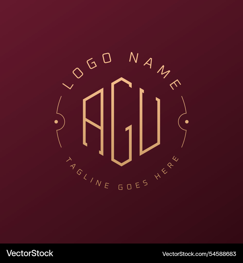 Luxus agu logo design elegant buchstabe Lizenzfreier Vektor