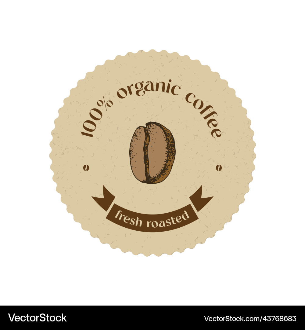 Organic coffee eco emblem and trade label Vector Image
