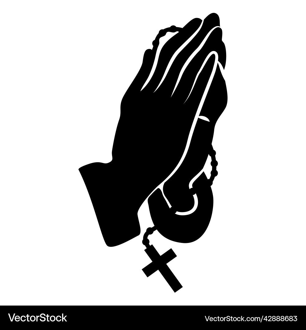 Praying hands with rosary cut out high quality Vector Image