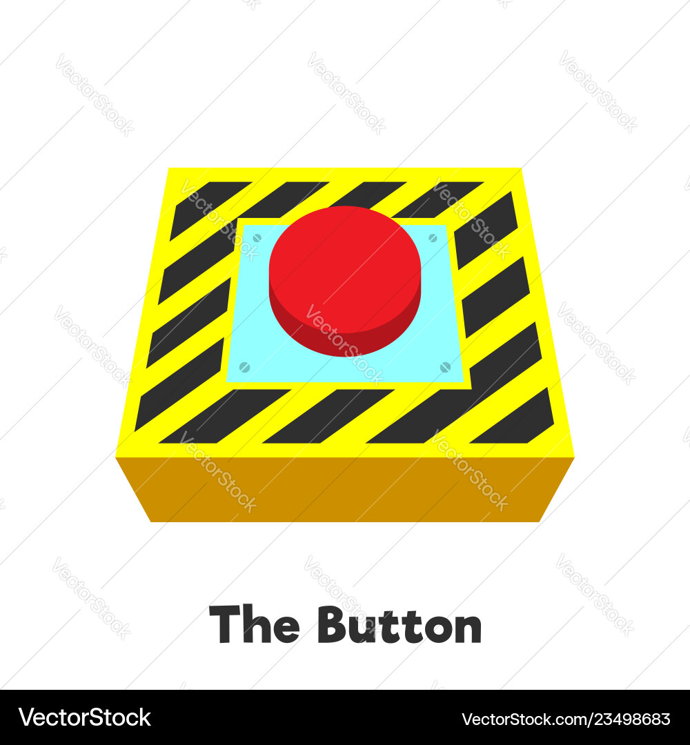 Red warning button isolated on white background Vector Image