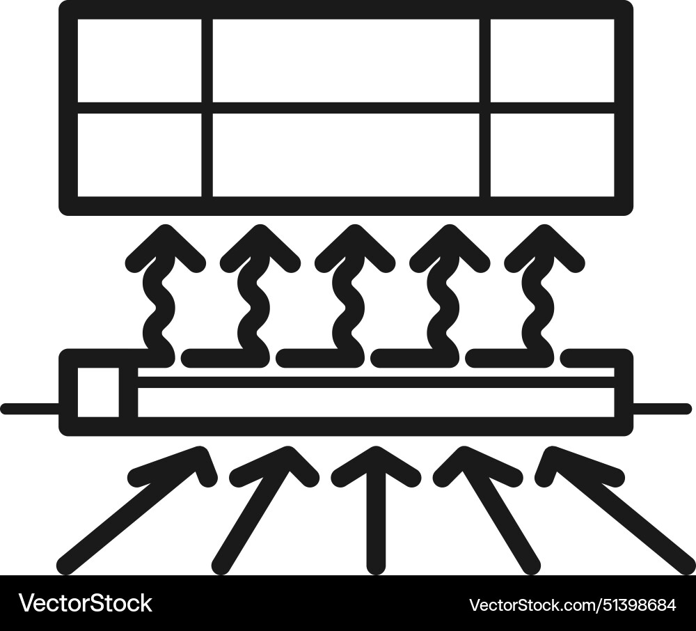 Baseboard floor heater home icon with air flow Vector Image