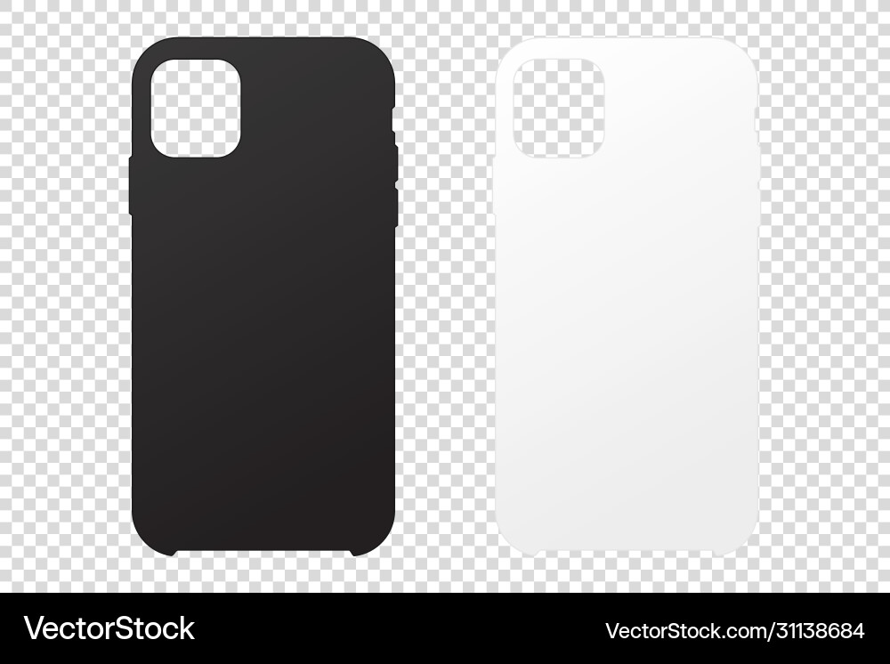 Black mobile phone cover mockup digital gadget Vector Image
