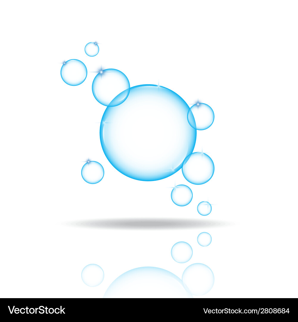 Bubbles blue on white bg Royalty Free Vector Image