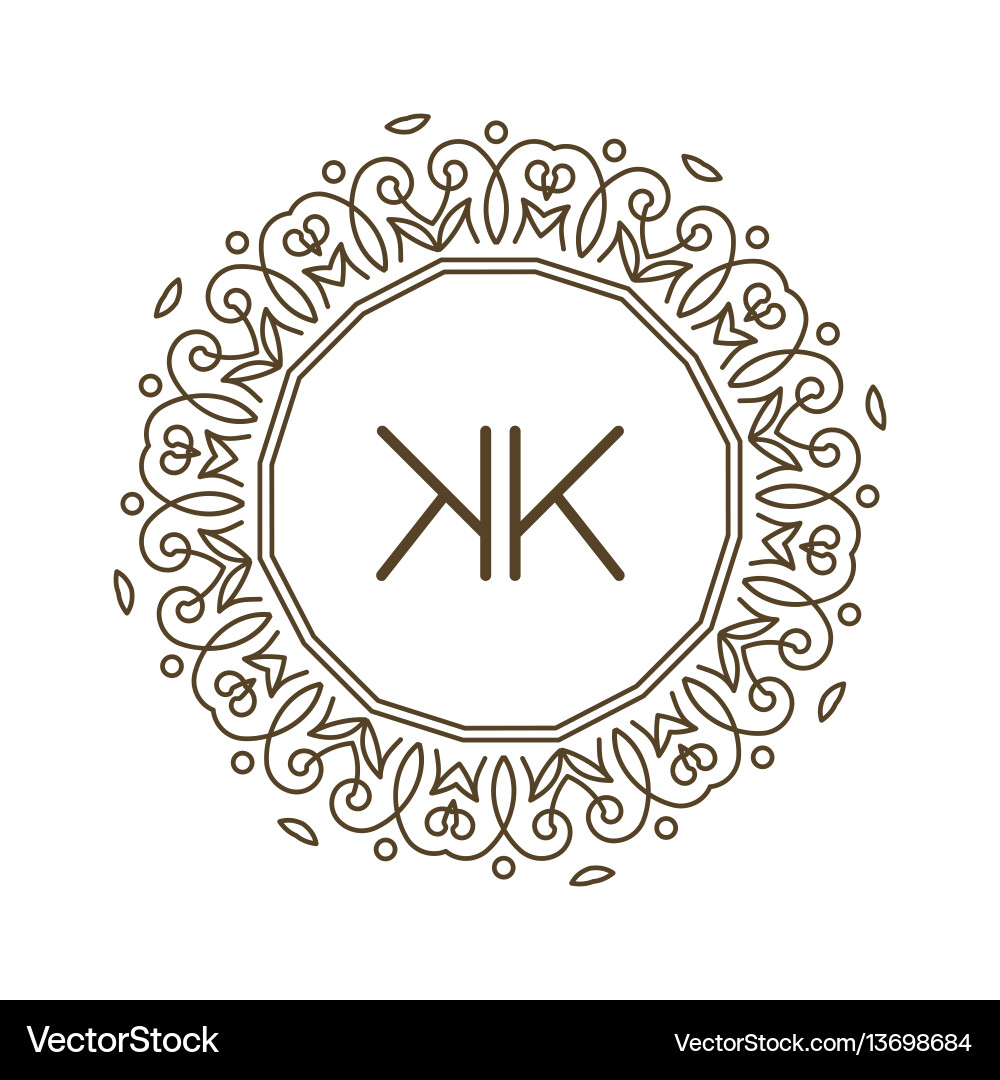 Elegant Monogram K Badge Royalty Free Vector Image