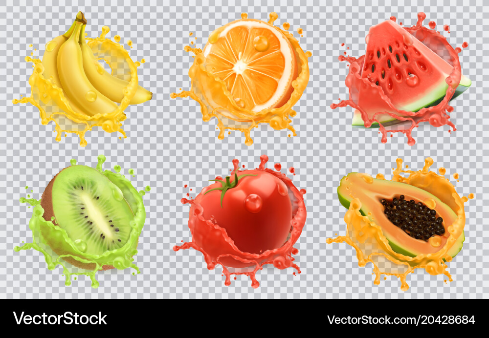 Fresh Tropical Fruits Splash Royalty Free Vector Image