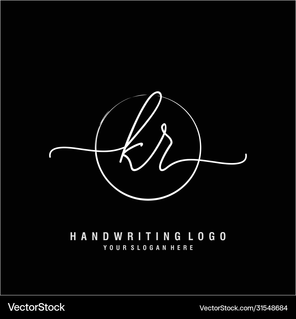 Kr initial handwriting logo design Royalty Free Vector Image