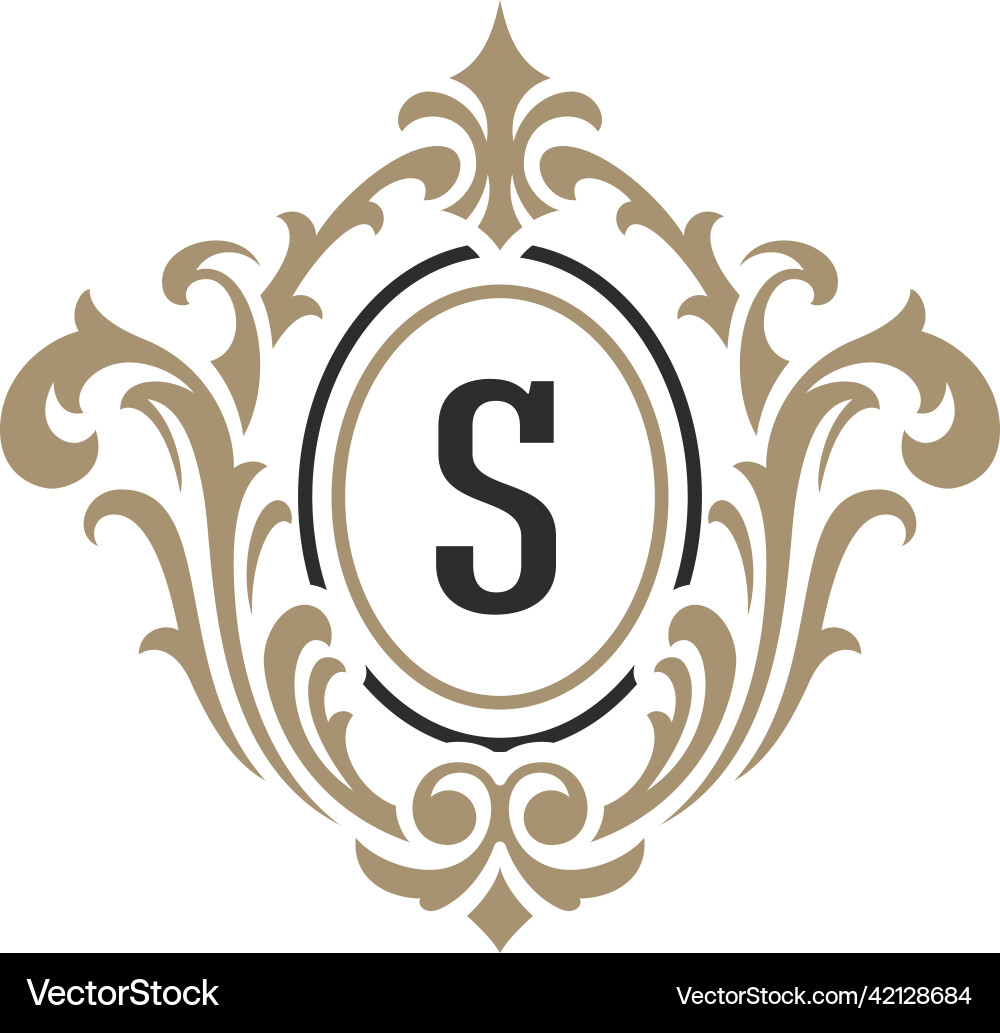 Luxury monogram logo template object Royalty Free Vector