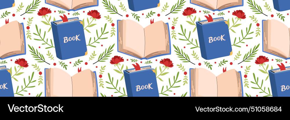 Open book seamless pattern world book day Vector Image