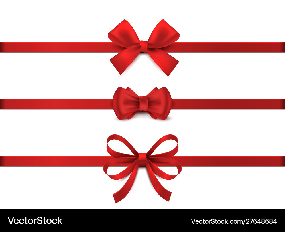 Red Bow Ribbon Gift Set Royalty Free Vector Image